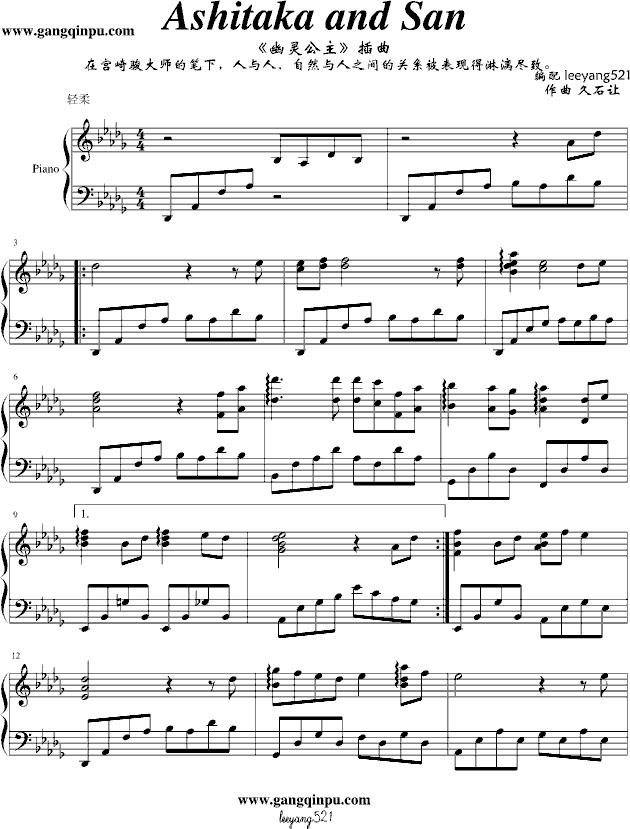 ASHITAKA SAN SHEET MUSIC PDF ASHITAKA SAN SHEET MUSIC PDF