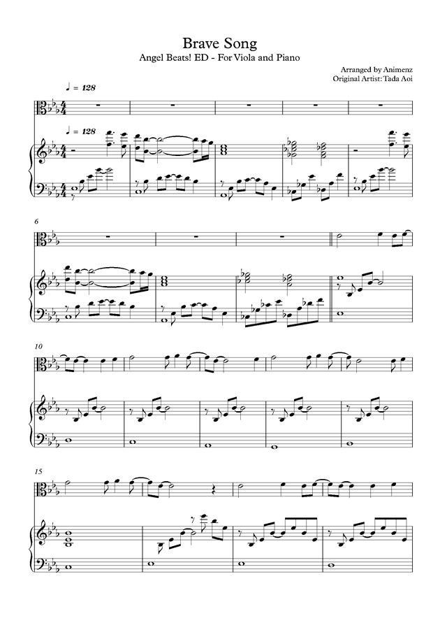 【Animenz】Brave Song(piano + viola) Angel Beats! ED，【Animenz】Brave Song ...