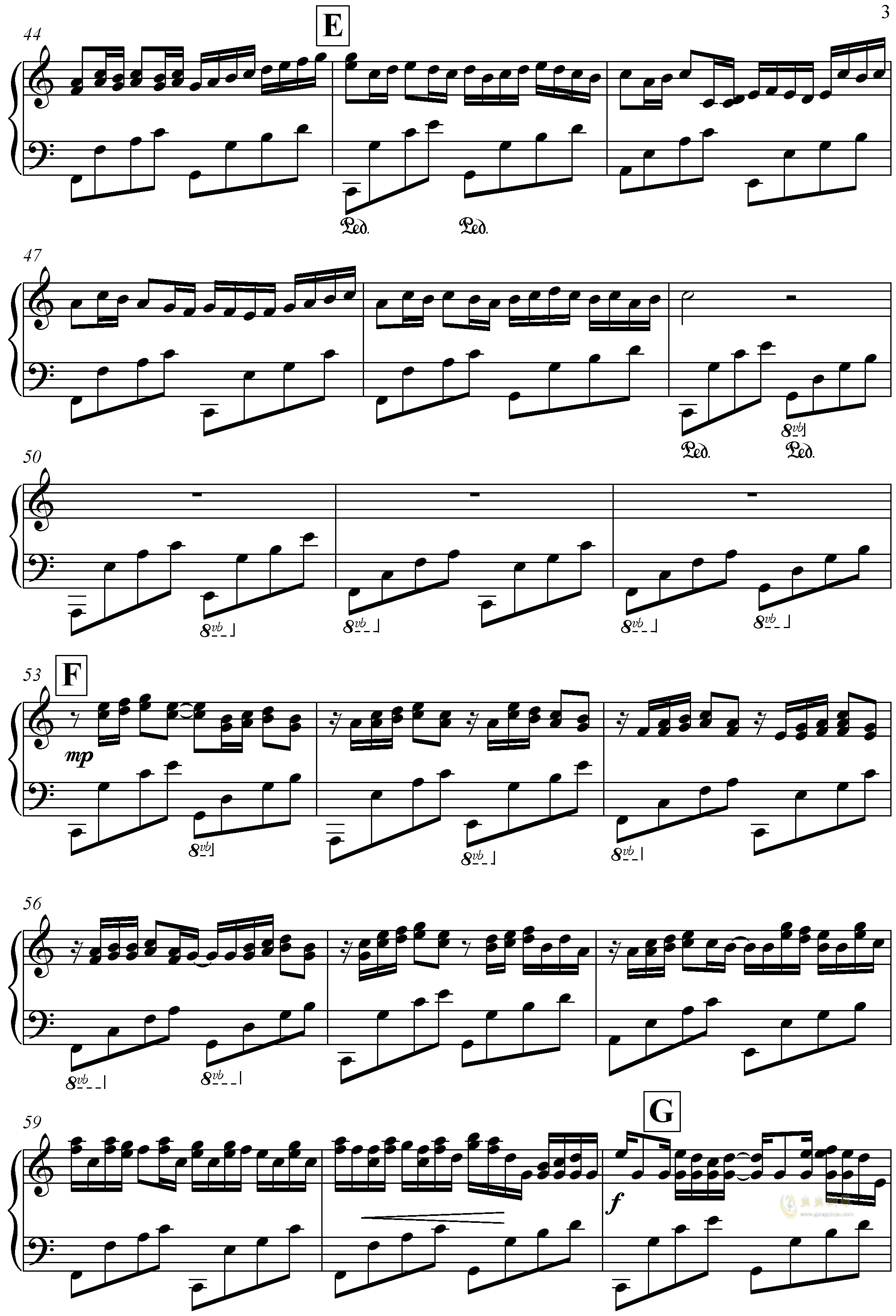 钢琴曲《卡农》（清晰版），钢琴曲《卡农》（清晰版）钢琴谱，钢琴曲《卡农》（清晰版）c调钢琴谱，钢琴曲《卡农》（清晰版）钢琴谱大全，虫虫钢琴谱下载 Ccguitarcn