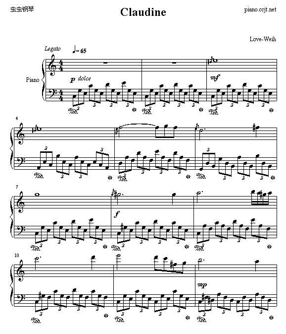 piano sheet music -Claudine - www.gangqinpu.com