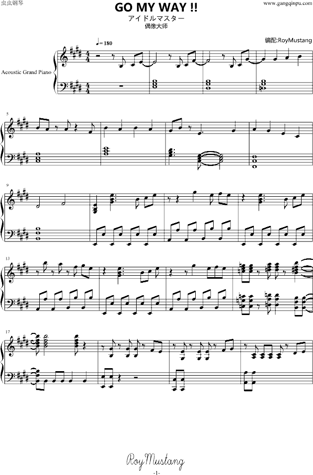 GO MY WAY !!，GO MY WAY !!钢琴谱，GO MY WAY !!调钢琴谱，GO MY WAY !!钢琴谱大全，虫虫钢琴谱下载 ...