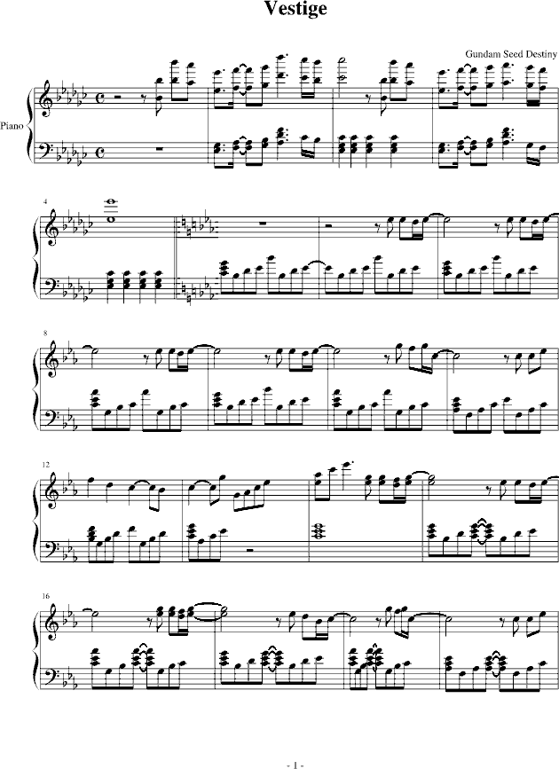 Vestige，Vestige钢琴谱，Vestige调钢琴谱，Vestige钢琴谱大全，虫虫钢琴谱下载-www.ccguitar.cn