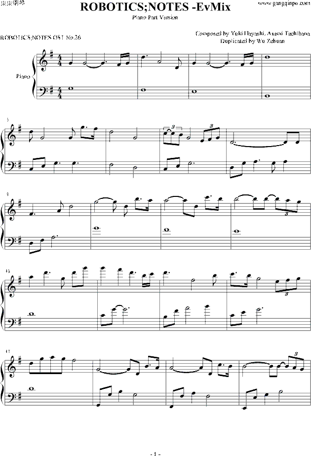 Robotics Notes EvMix，Robotics Notes EvMix钢琴谱，Robotics Notes EvMixX调钢琴谱 ...