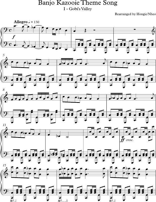 Banjo Kazooie Music，Banjo Kazooie Music钢琴谱，Banjo Kazooie MusicC调钢琴谱 ...