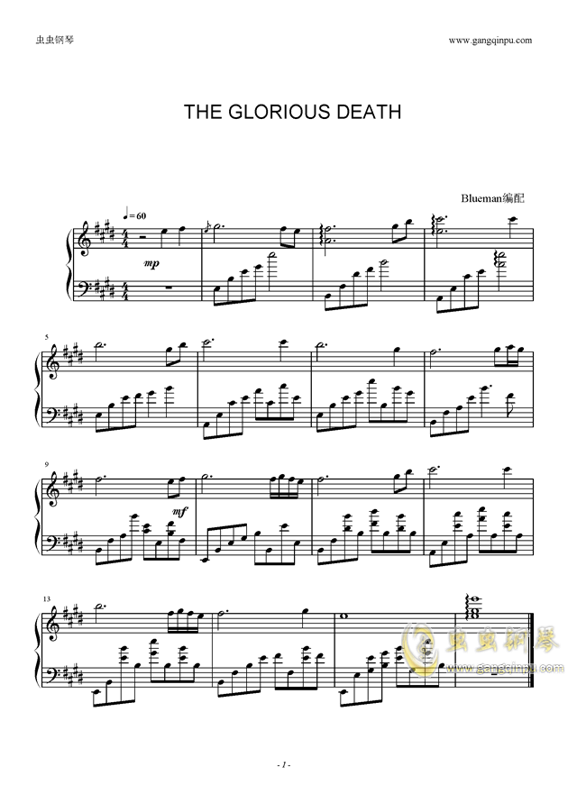 The Glorious Death，The Glorious Death钢琴谱，The Glorious DeathE调钢琴谱，The ...