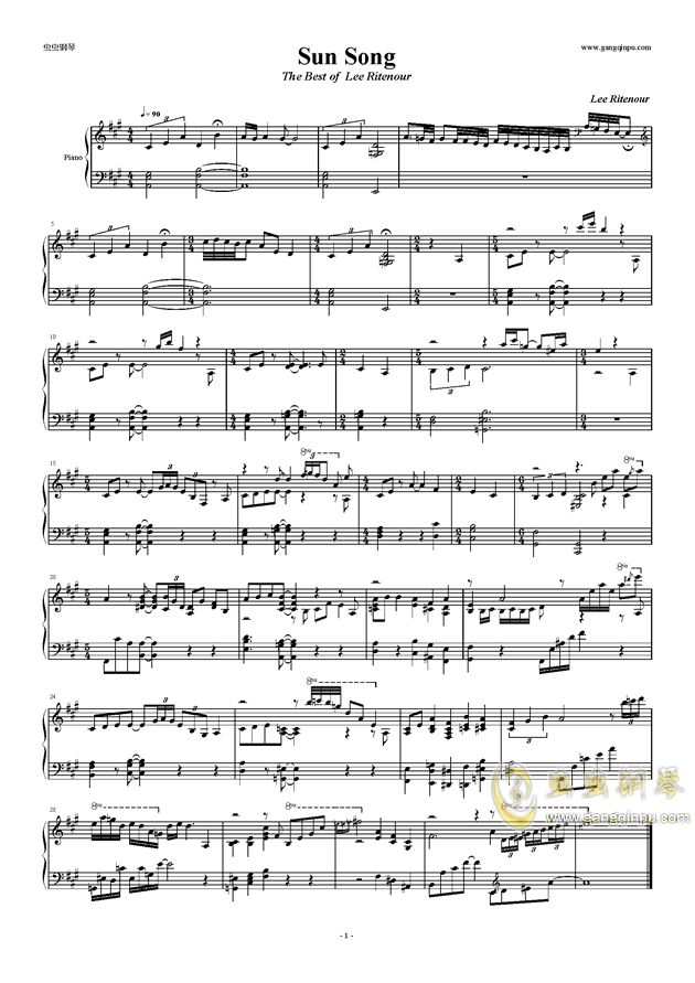 Sun Song【独奏】，Sun Song【独奏】钢琴谱，Sun Song【独奏】A调钢琴谱，Sun Song【独奏】钢琴谱大全，虫虫钢琴谱 ...