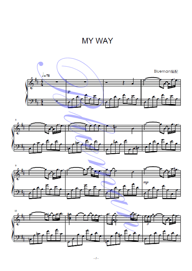 My Way，My Way钢琴谱，My WayC调钢琴谱，My Way钢琴谱大全，虫虫钢琴谱下载-www.ccguitar.cn