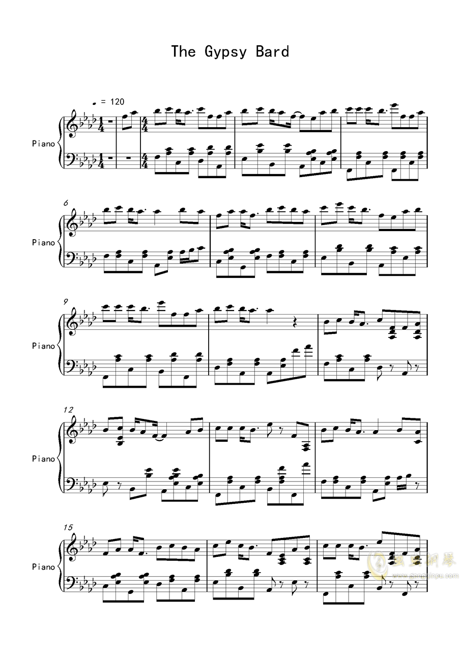 The Gypsy Bard，The Gypsy Bard钢琴谱，The Gypsy BardAb调钢琴谱，The Gypsy Bard钢琴谱 ...