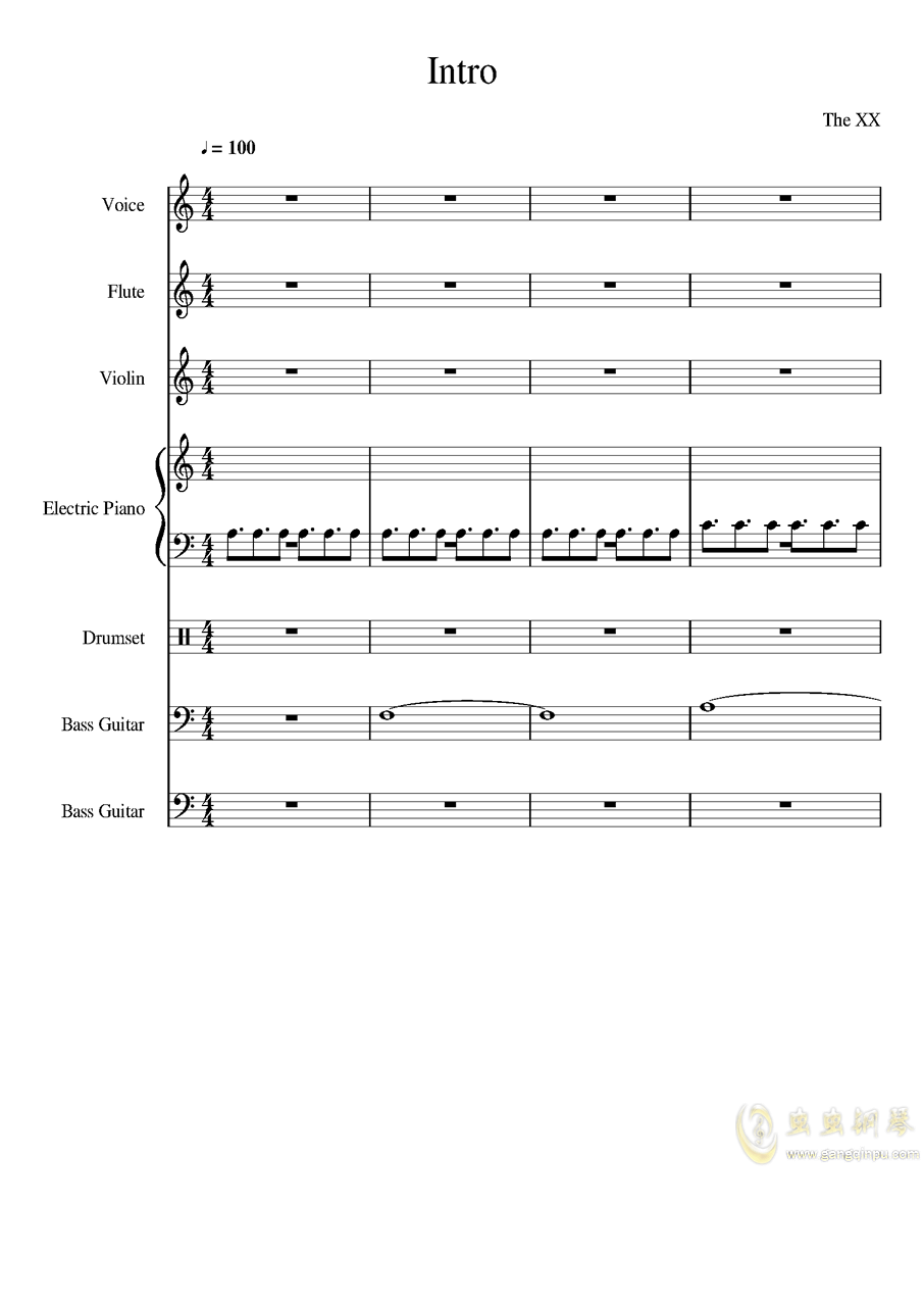 Intro - The xx，Intro - The xx钢琴谱，Intro - The xxC调钢琴谱，Intro - The xx钢琴谱 ...