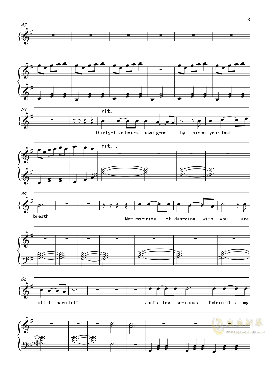 One Last Dance 伴奏谱，One Last Dance 伴奏谱钢琴谱，One Last Dance 伴奏谱G调钢琴谱，One ...